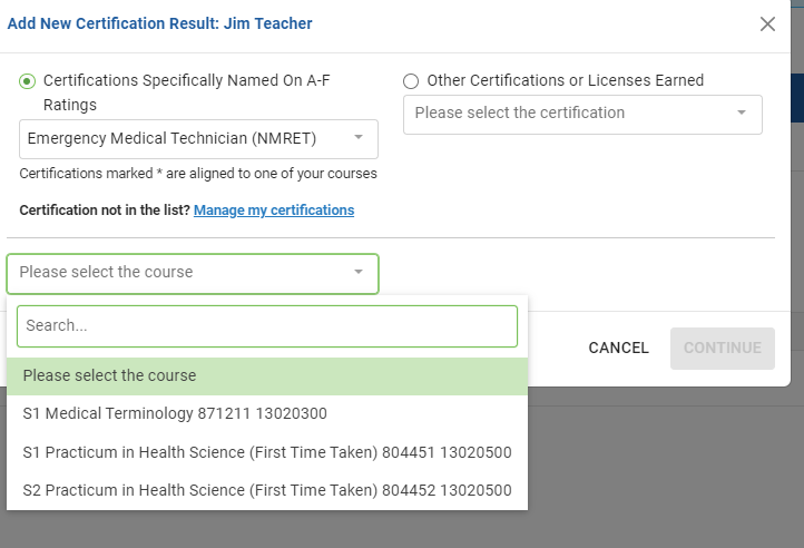 How to add student industry certifications? updated – Support Center