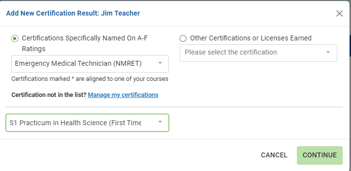 How to add student industry certifications? updated – Support Center