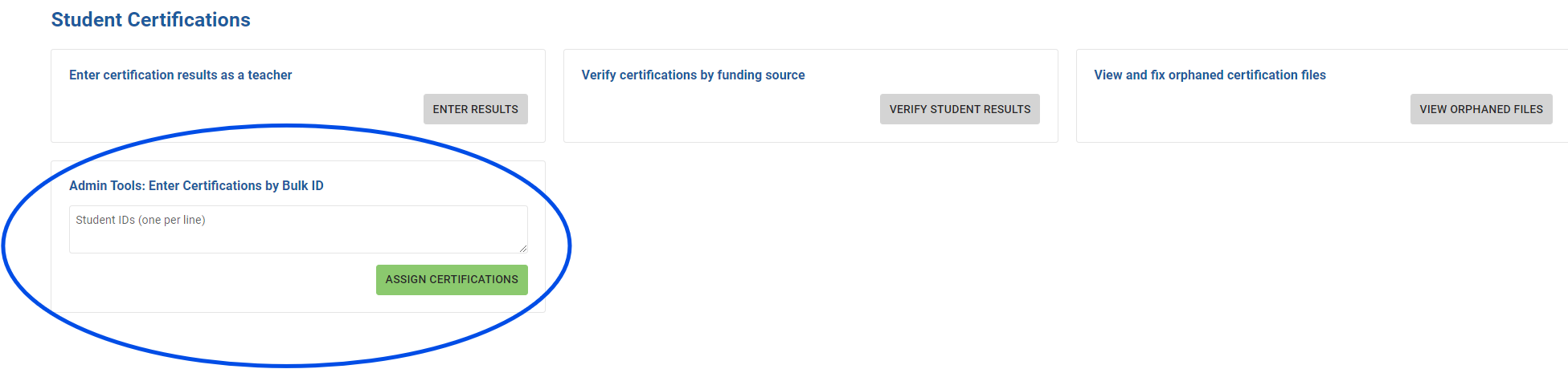 Entering certifications by student ID instead of by teacher (district ...