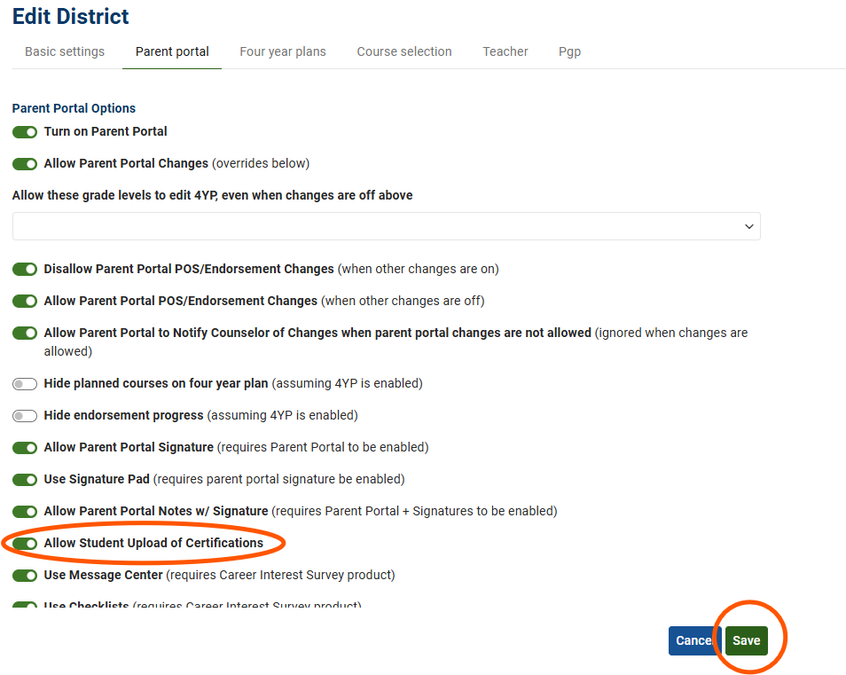 Enable Student Certification Upload Document – Support Center